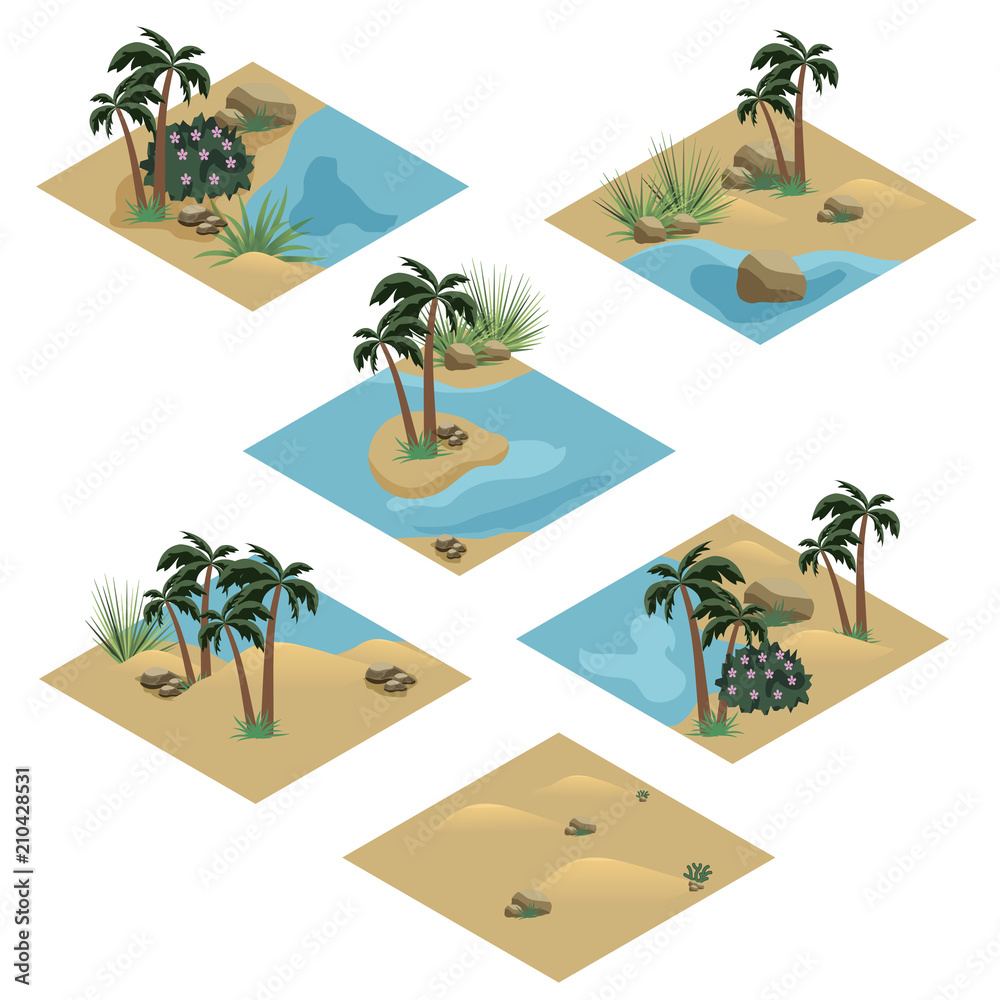 Desert landscape isometric tile set Stock Vector | Adobe Stock Desert landscape isometric tile set Stock Vector | Adobe Stock