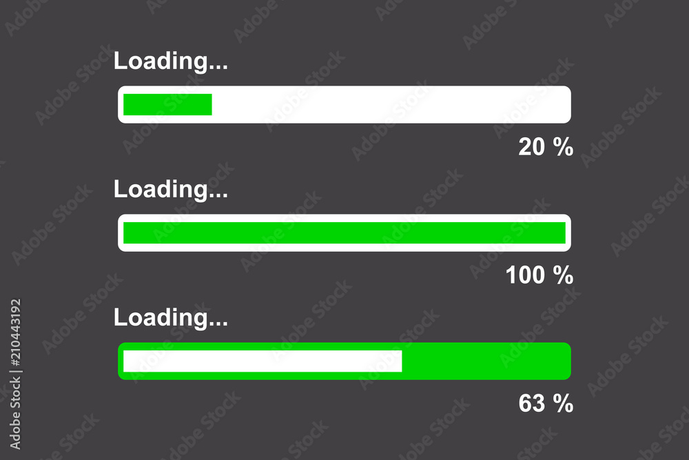 Loading bar set, vector illustration. Stock Vector | Adobe Stock