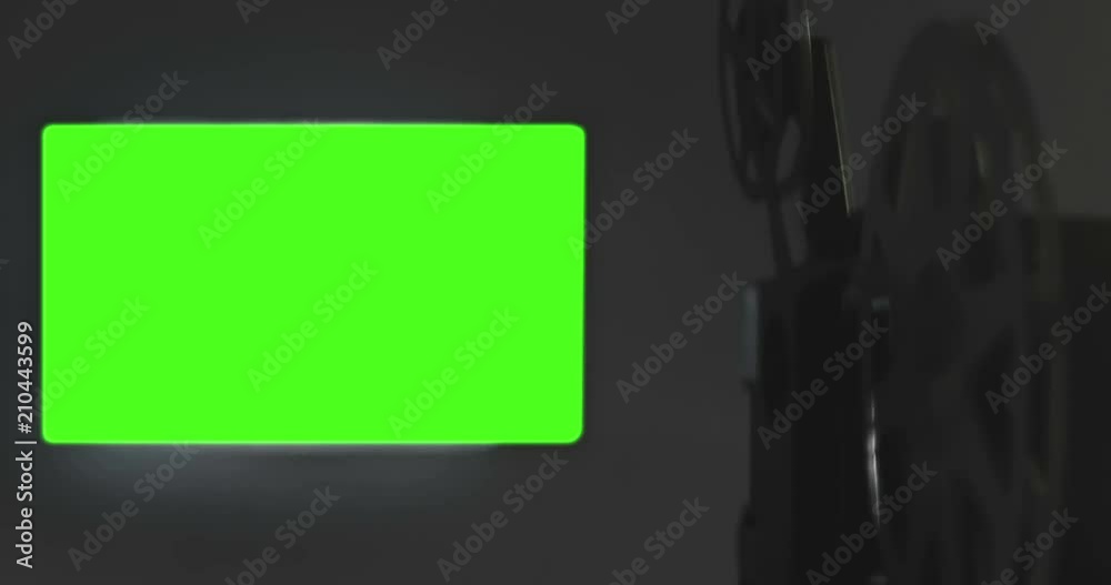 old movie film projector with 16 x 9 aspect ratio chroma key green ...