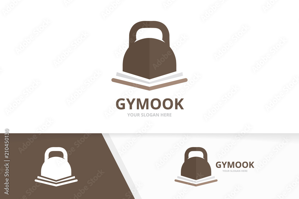 Vector sport and open book logo combination. Gym and bookstore symbol ...