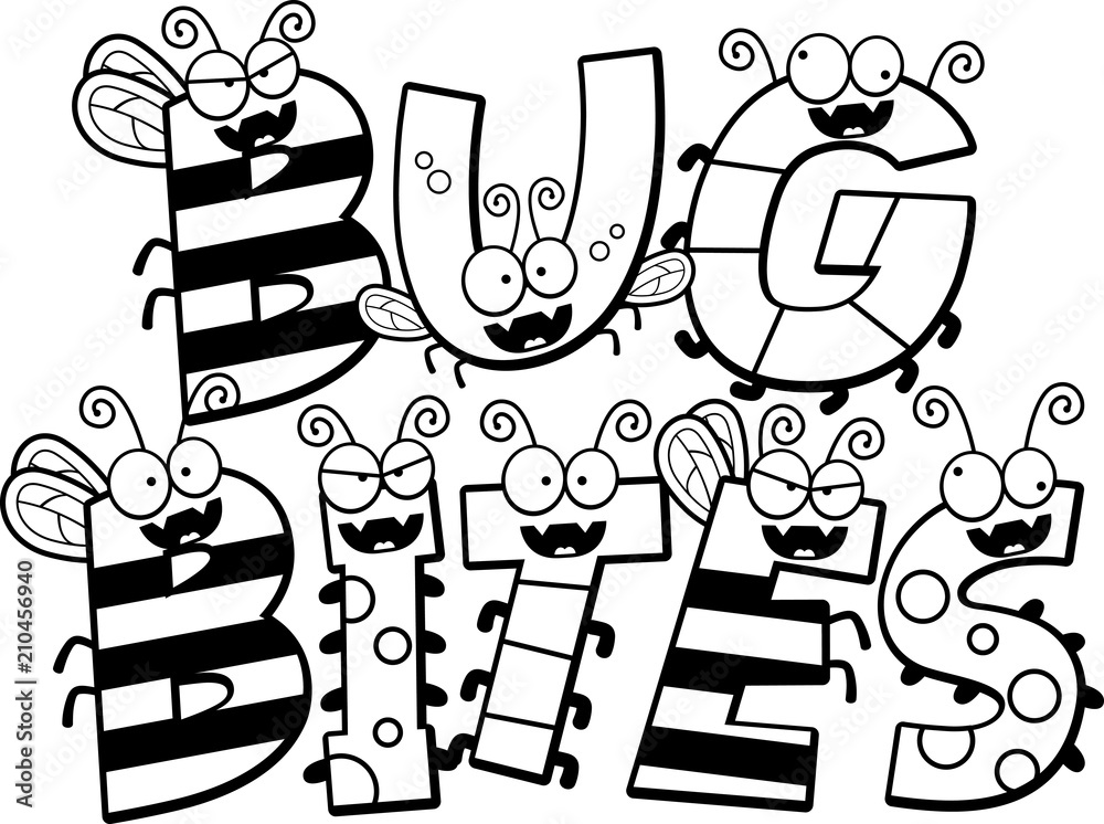 Cartoon Bug Bites Text Stock Vector | Adobe Stock