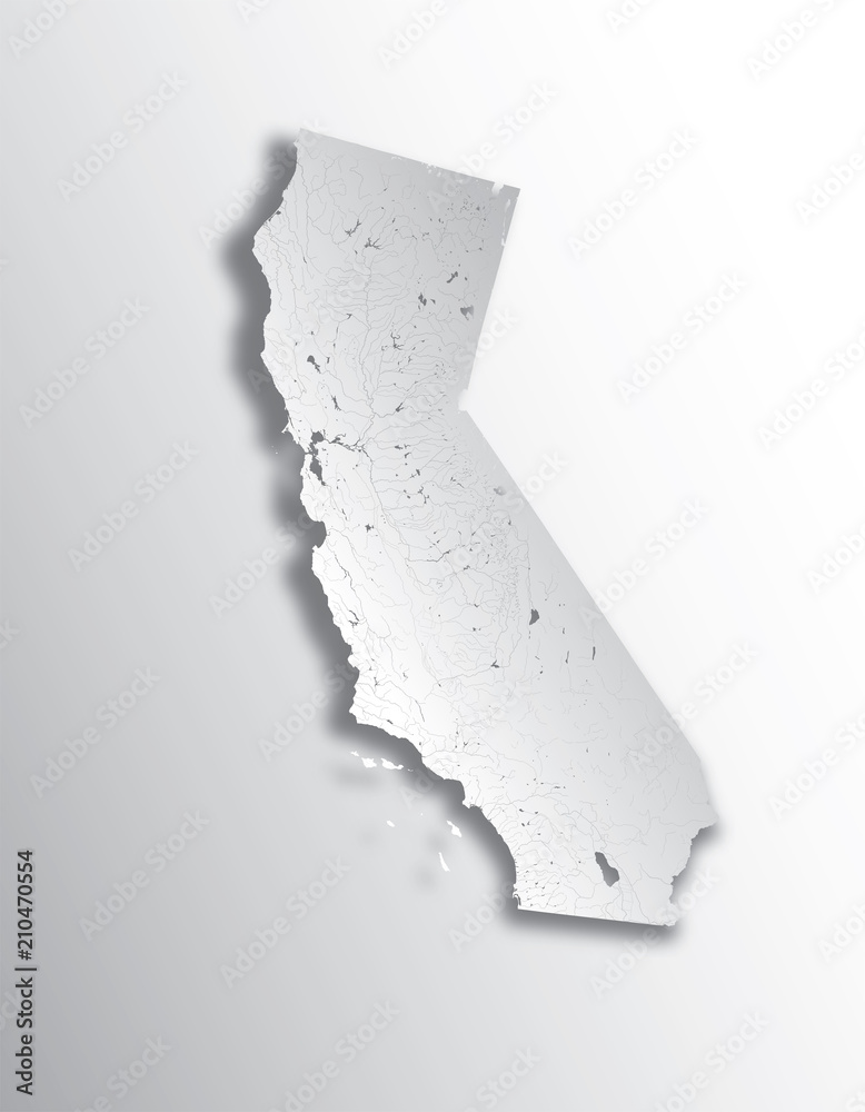 Vetor de U.S. states - map of California with paper cut effect. Please ...