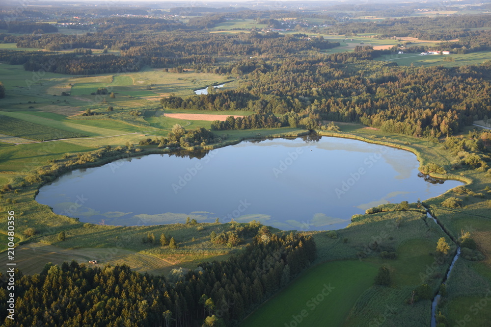 Ballon, Heißluftballon, Ballonfahrt, Eschenauer See, Pittenhart, Tümpel ...