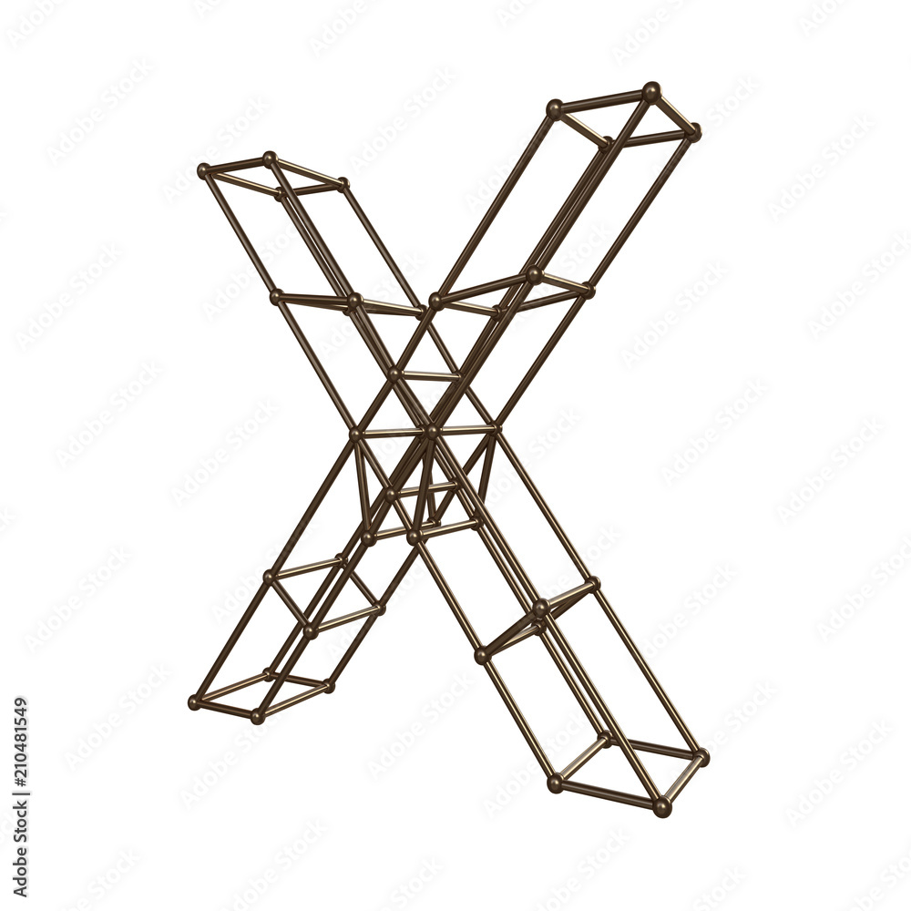 Construction letter X. 3D render of construction font isolated on white ...