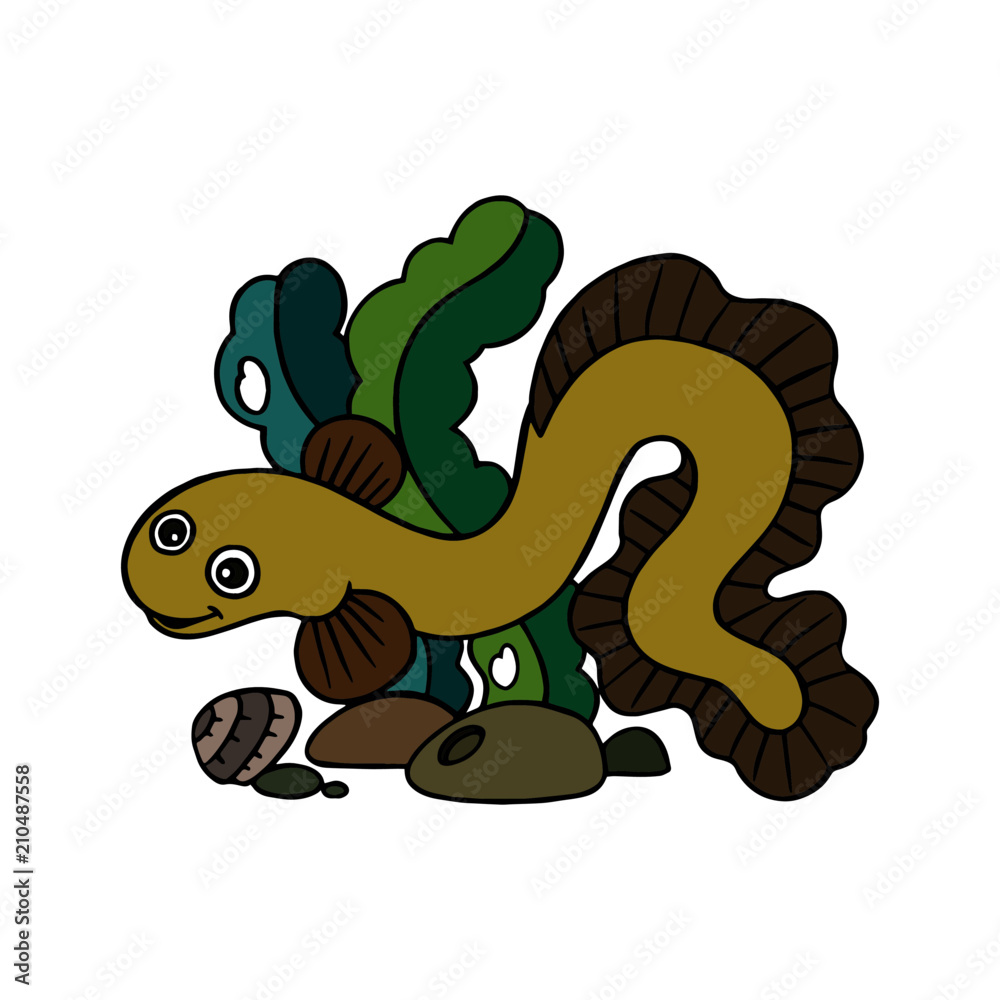 Eel cartoon illustration isolated on white background for children ...
