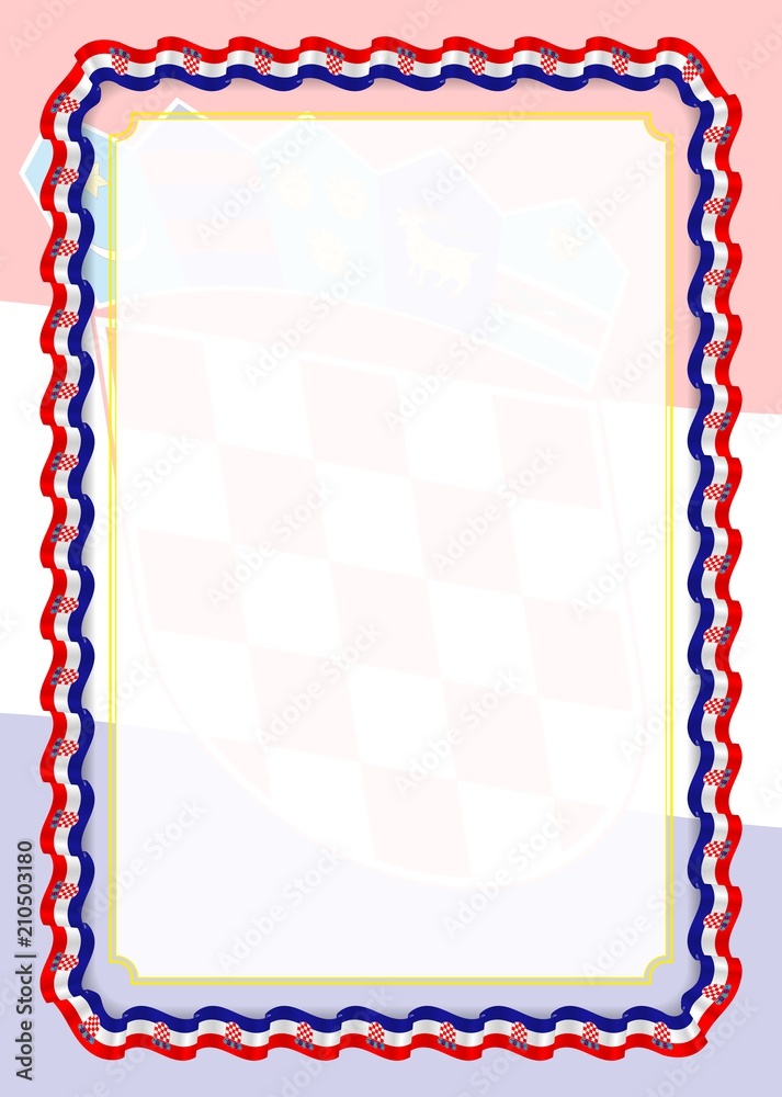 Frame and border of ribbon with Croatia flag, template elements for ...