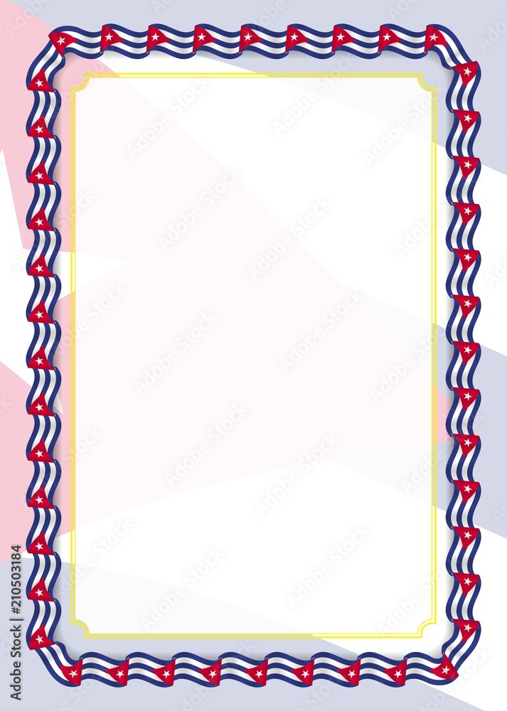 Frame and border of ribbon with Cuba flag, template elements for your ...