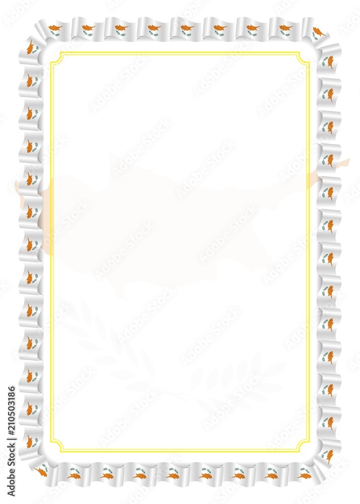 Frame and border of ribbon with Cyprus flag, template elements for your ...