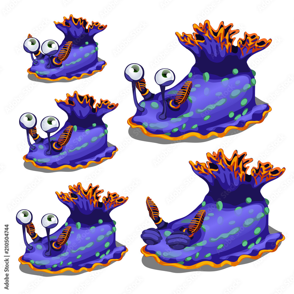 Set of fantasy animals blue color isolated on white background. Vector ...