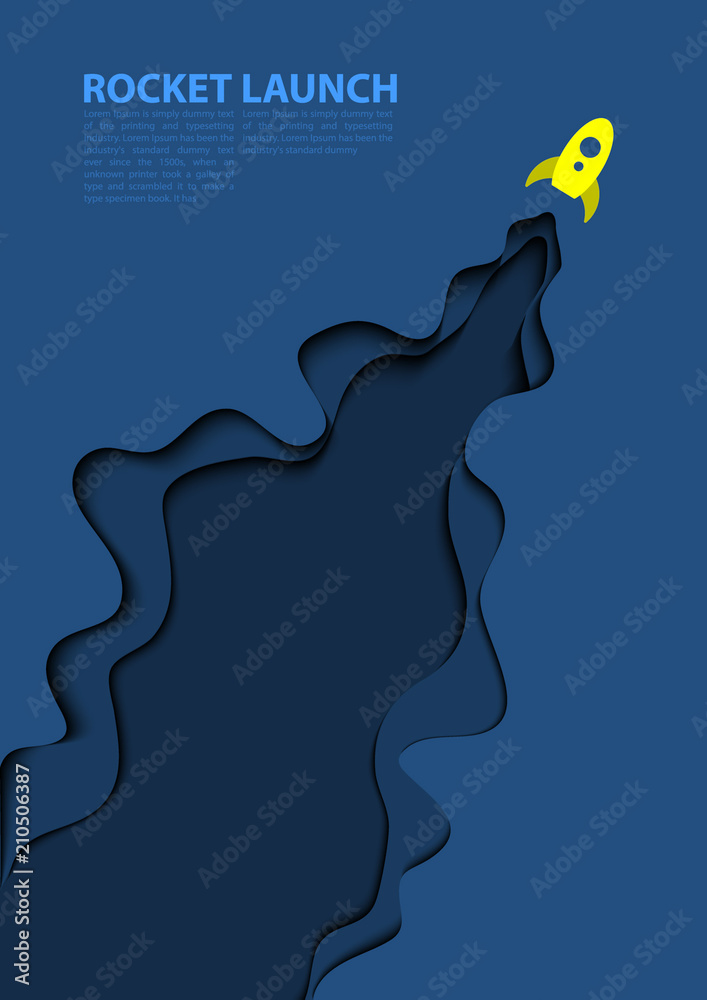 Rocket Paper Art Vector and illustration flying rocket.Space travel to ...