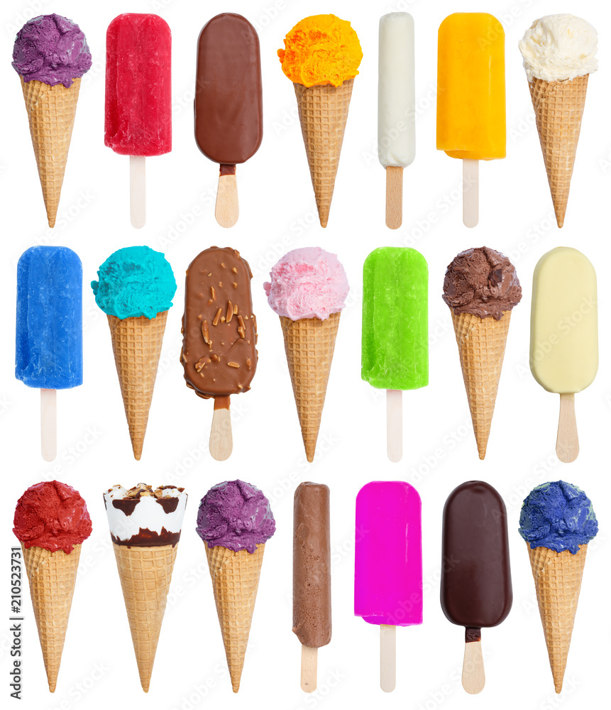 Eis am Stiel Wassereis Sammlung Sommer Quadrat isoliert Freisteller ...