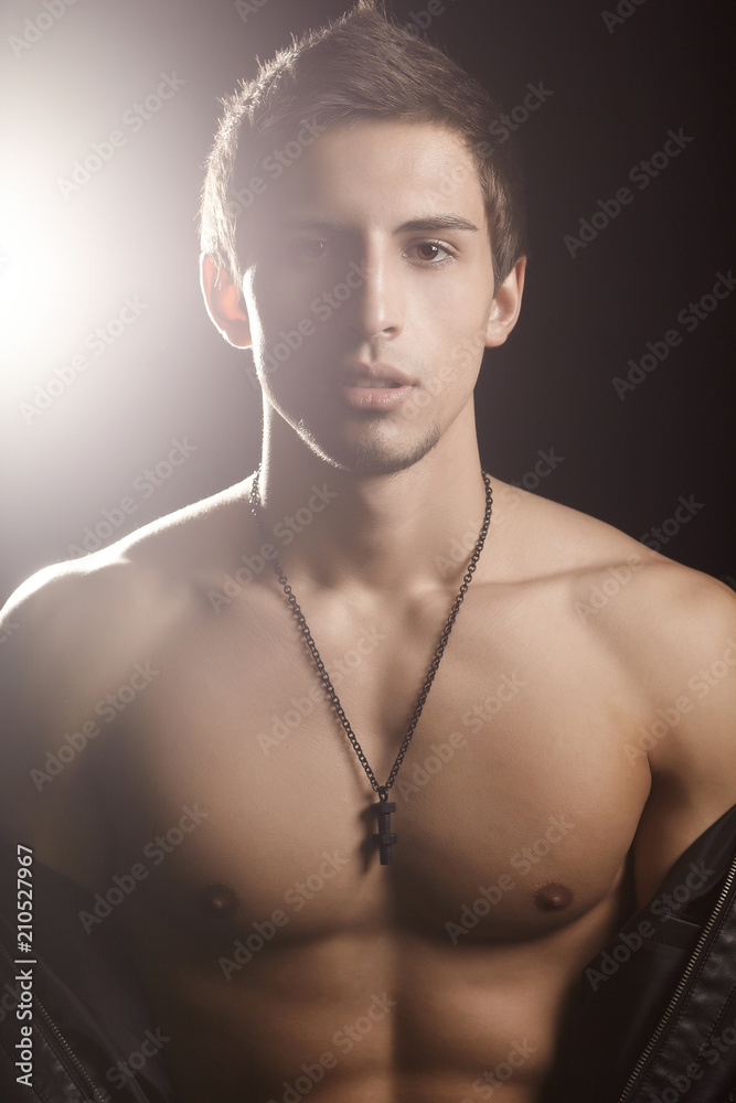 Shirtless, fitness shaped muscular handsome men with perfect strong ...