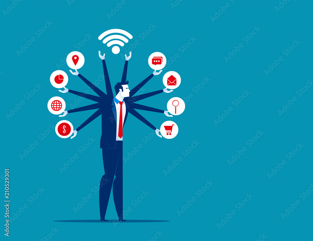 Business manager and multitasking icons. Concept business vector ...