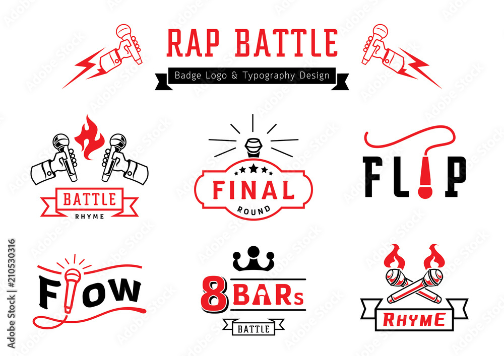 rap battle badge logo and typography design Stock Vector | Adobe Stock