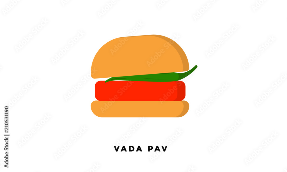Vada Pav Vector Illustration. Local Maharashtrian Food. Street food of ...