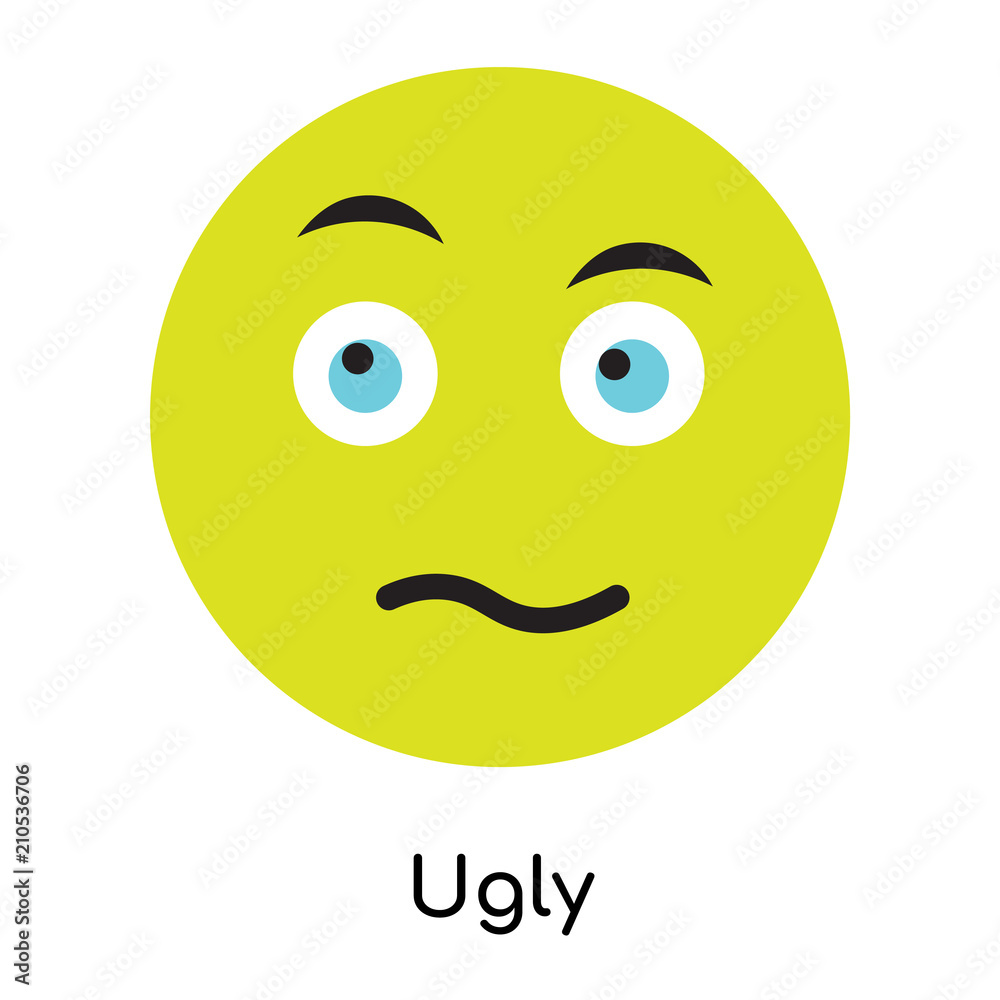 Ugly icon vector sign and symbol isolated on white background, Ugly ...