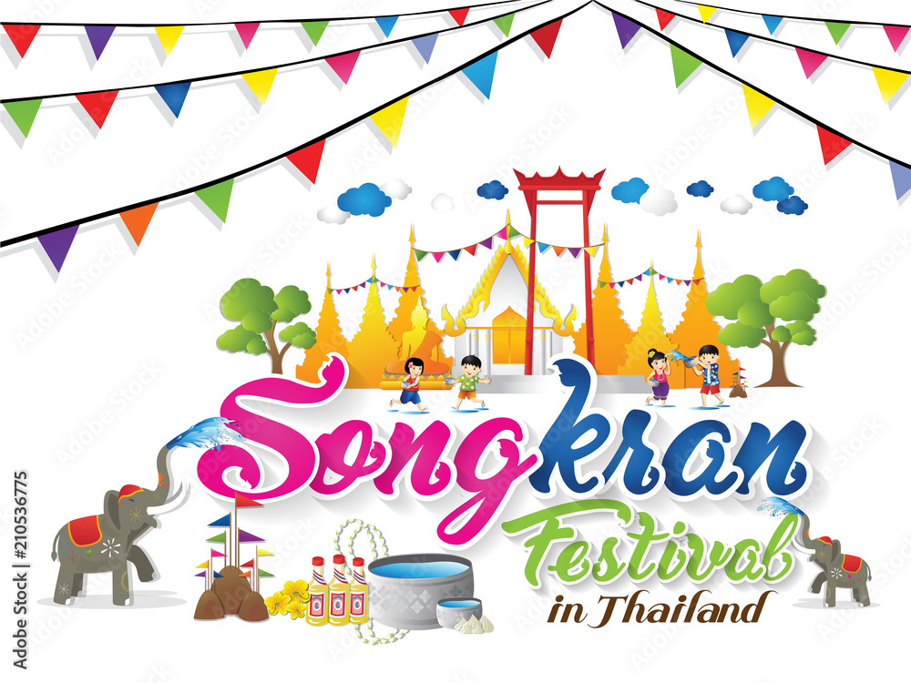Thai alphabet Happy Songkran Festival is the traditional Thai New Year ...