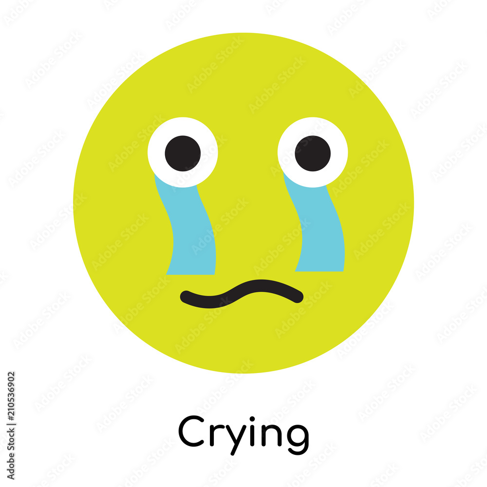 Crying icon vector sign and symbol isolated on white background, Crying ...