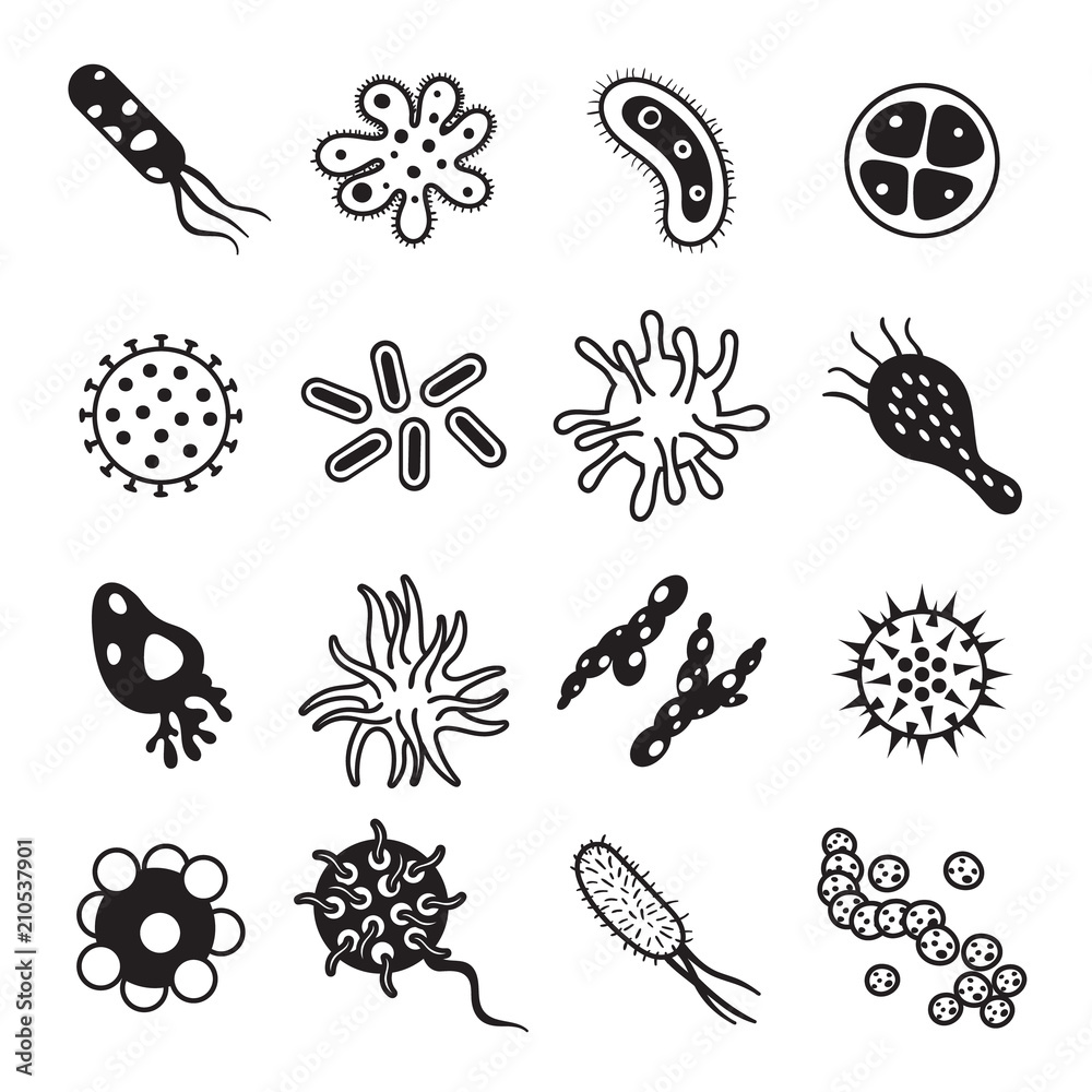 Biology diseases virus and mold bacteria hygiene icon. Biological ...