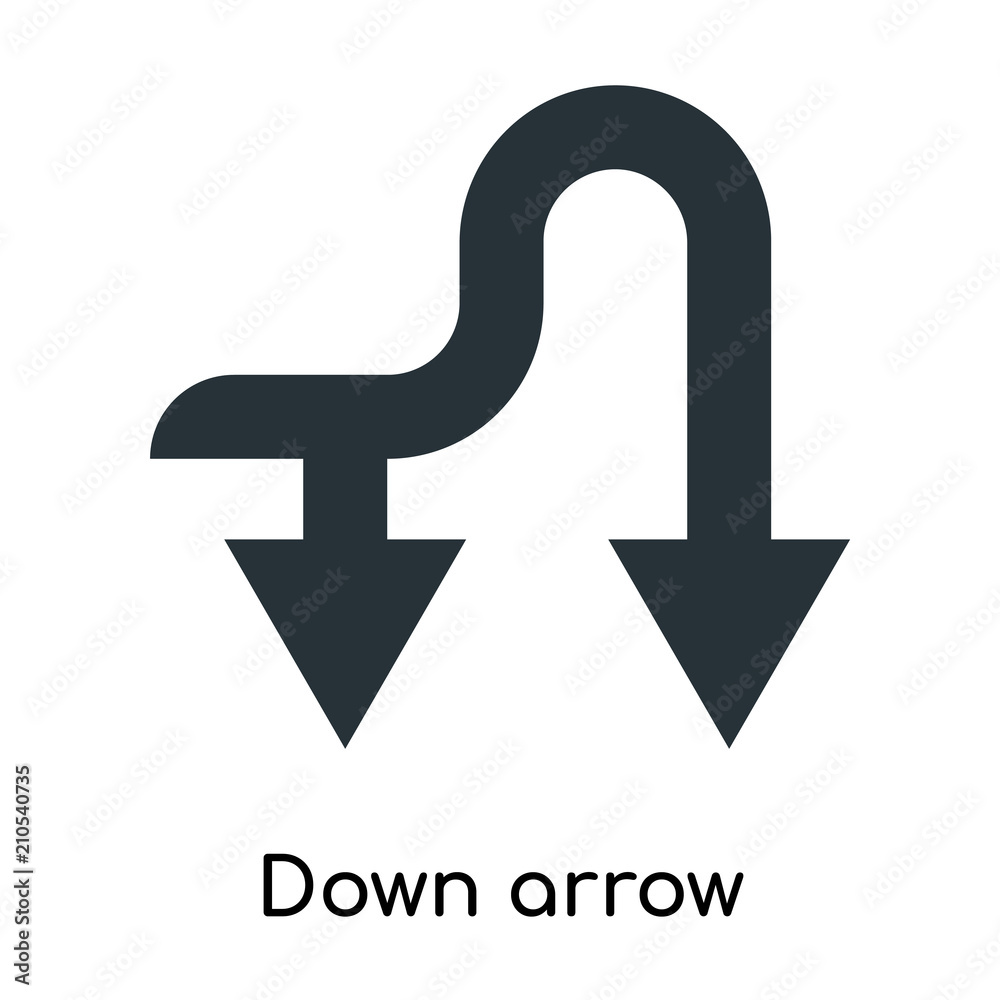 Down arrow icon vector sign and symbol isolated on white background ...