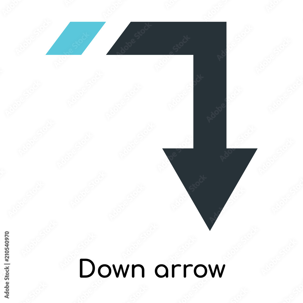 Down arrow icon vector sign and symbol isolated on white background ...