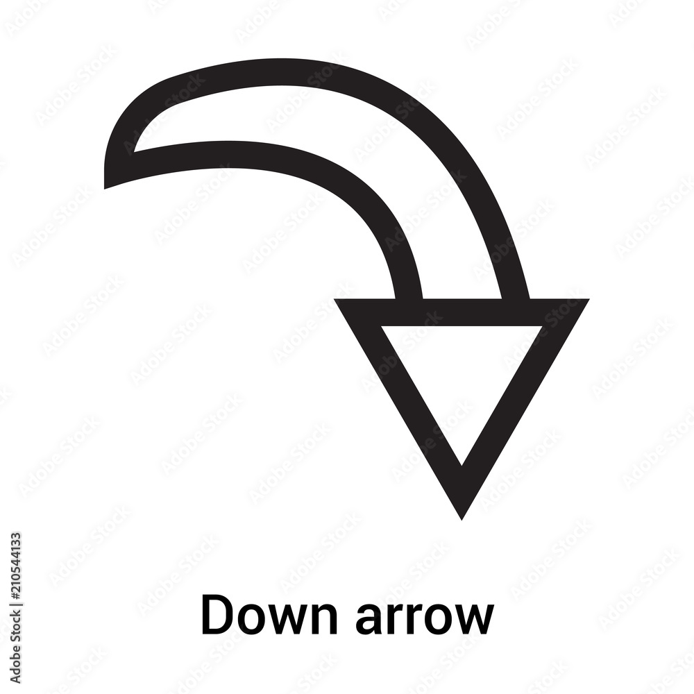 Down arrow icon vector sign and symbol isolated on white background ...