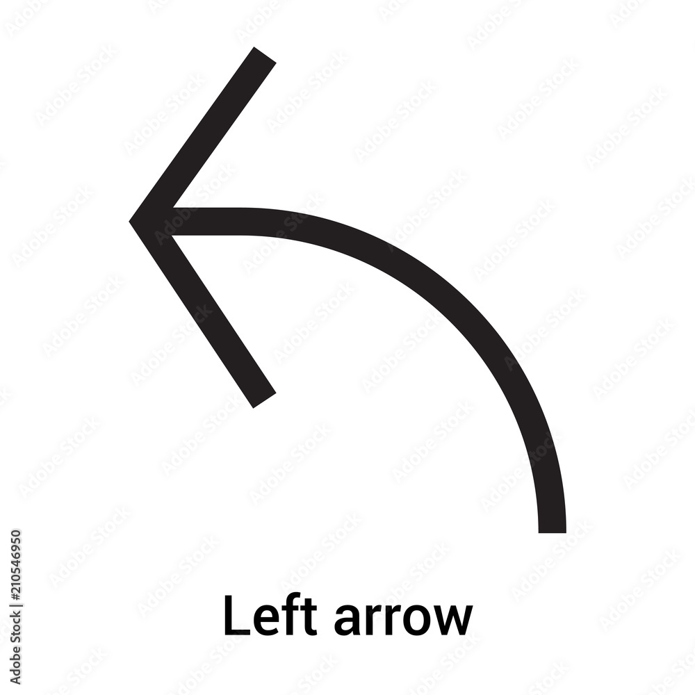 Left arrow icon vector sign and symbol isolated on white background ...