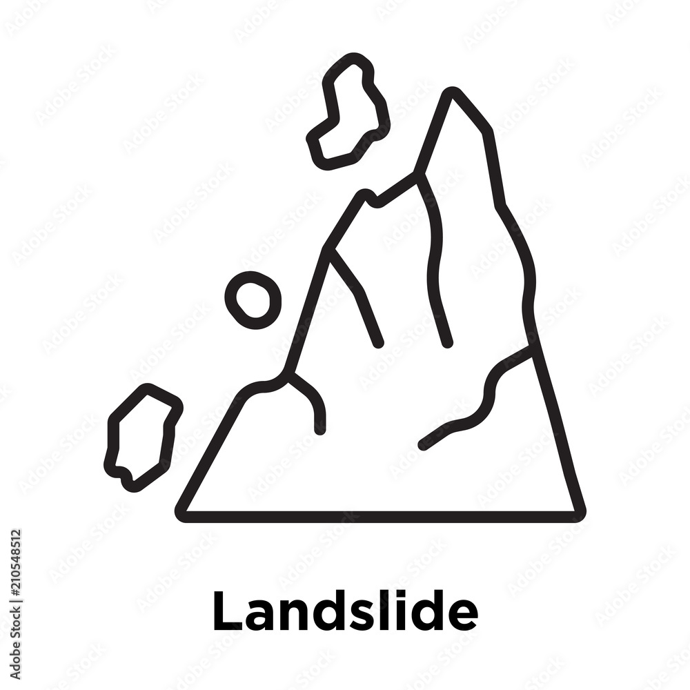 Landslide icon vector sign and symbol isolated on white background ...