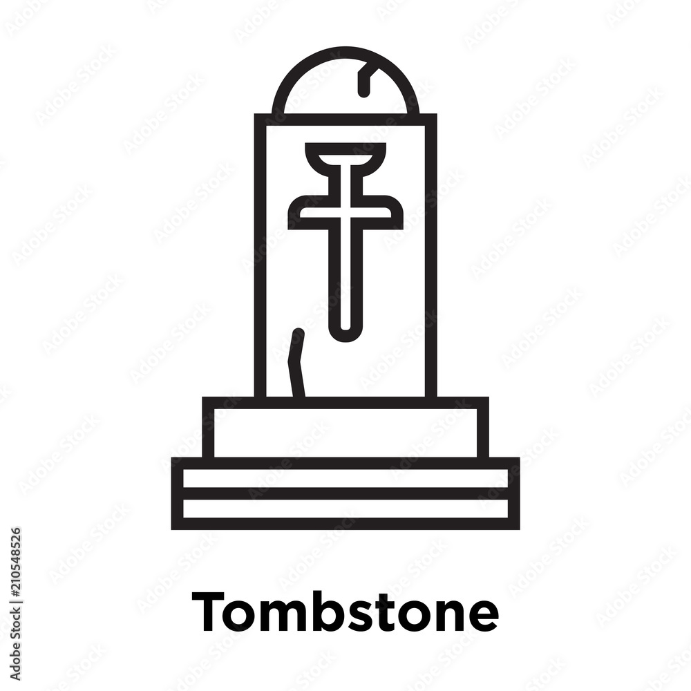Tombstone icon vector sign and symbol isolated on white background ...