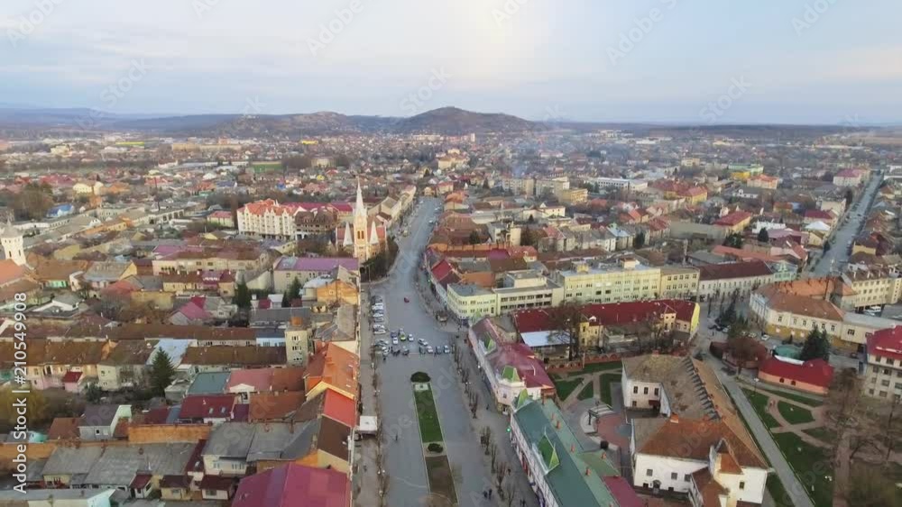 Aerial view St. Martin of Tours Cathedral, Mukacheve. Mukacheve ...