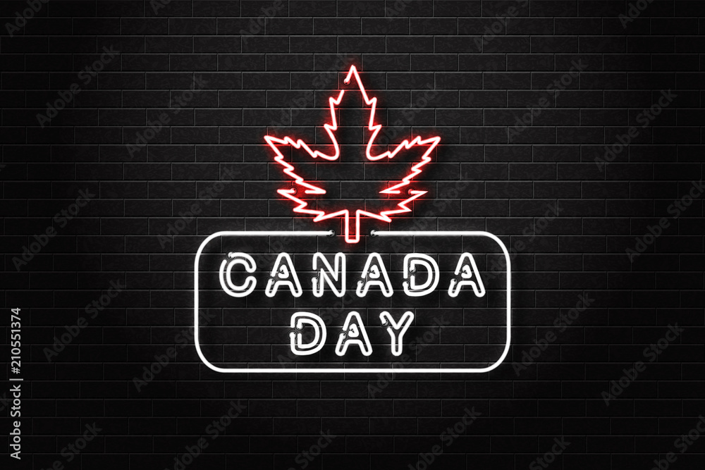 Vector realistic isolated neon sign of Canada Day logo for decoration ...