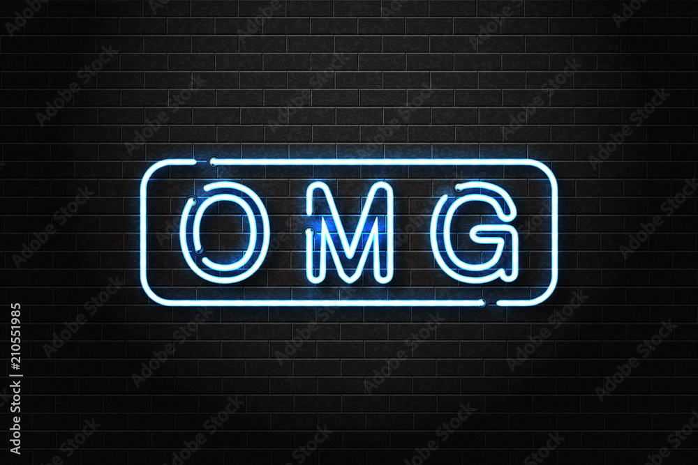 Vector realistic isolated neon sign of OMG logo for decoration and ...