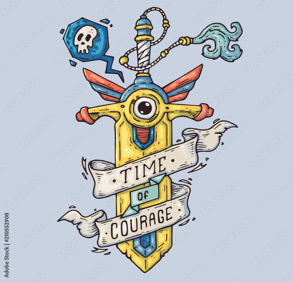 The magic sword. Fairy weapon. Cartoon illustration for print and web ...