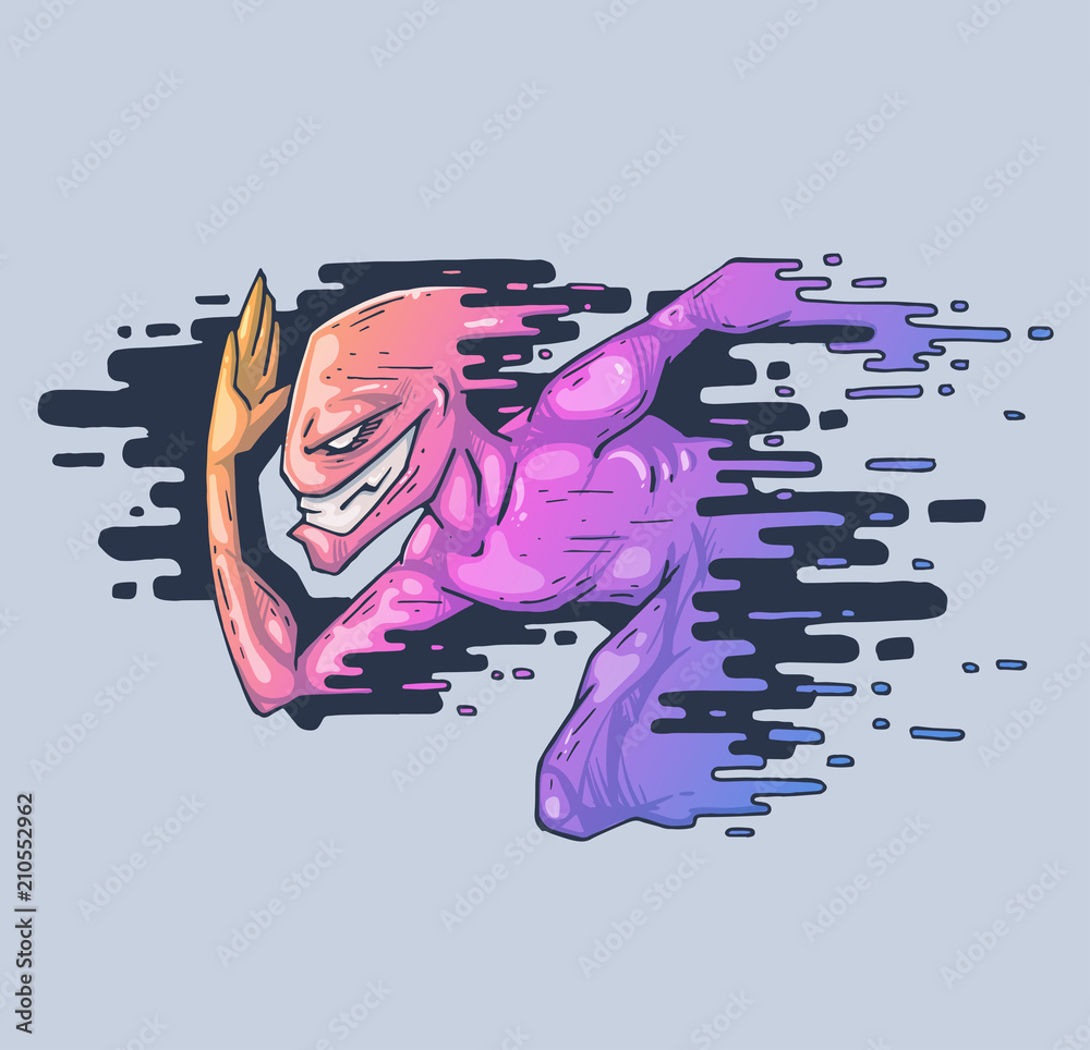 Super fast runner. Charismatic hero. Cartoon illustration for print and ...