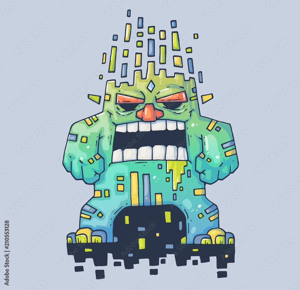 Evil Monster Destroyer. Cartoon illustration for print and web ...