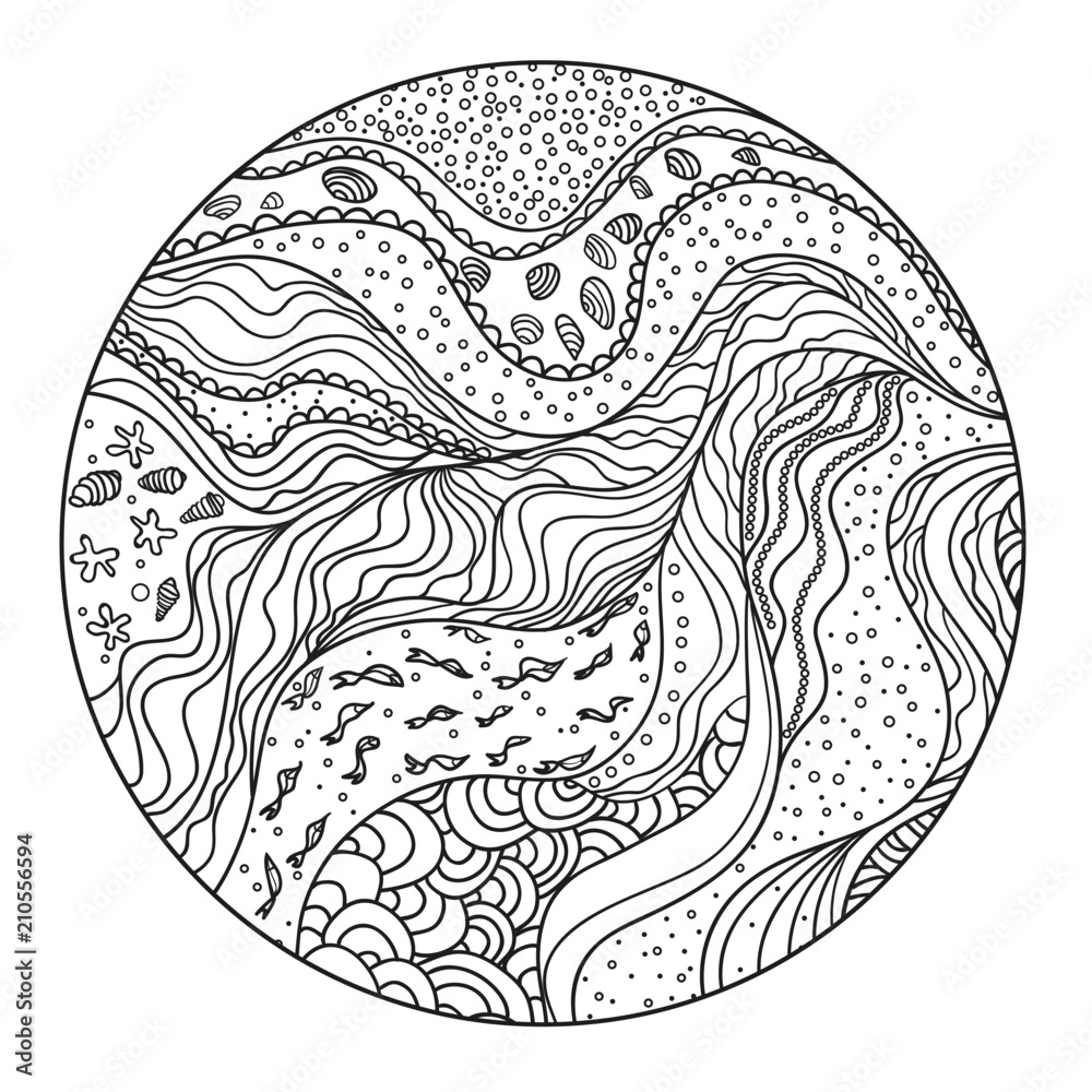 Circle pattern with lines and waves. Universal geometric texture ...