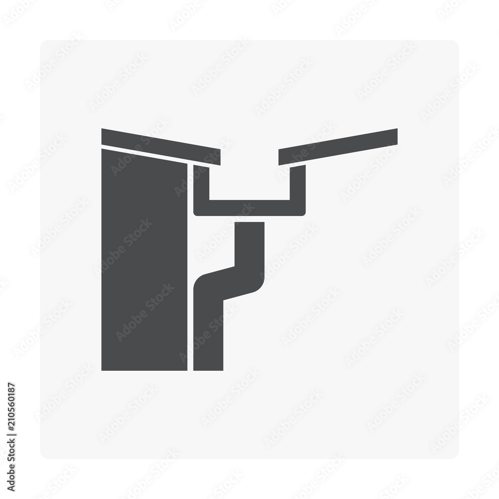Box or square style gutter vector icon. Also call rain gutter or ...