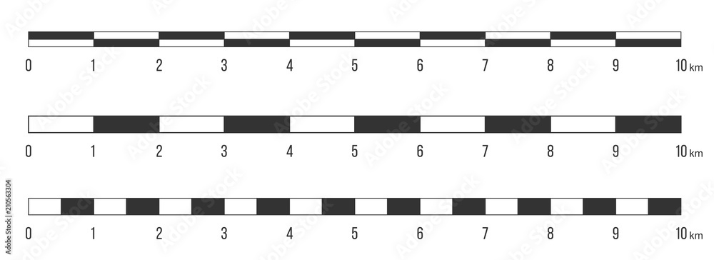 Creative vector illustration of map scale line set isolated on ...