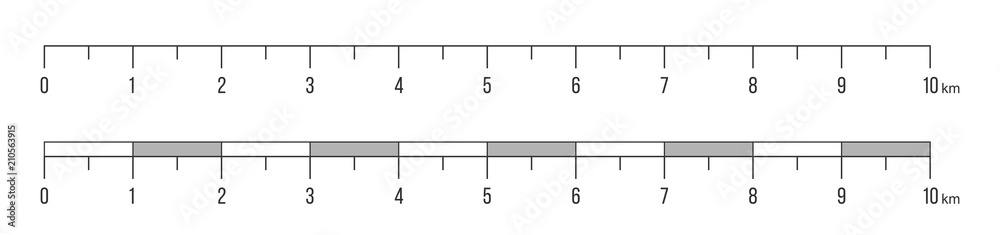 Creative vector illustration of map scale line set isolated on ...
