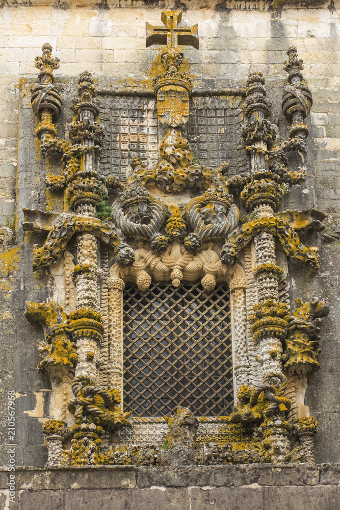 Facade of the Convent of Christ with its famous intricate Manueline ...