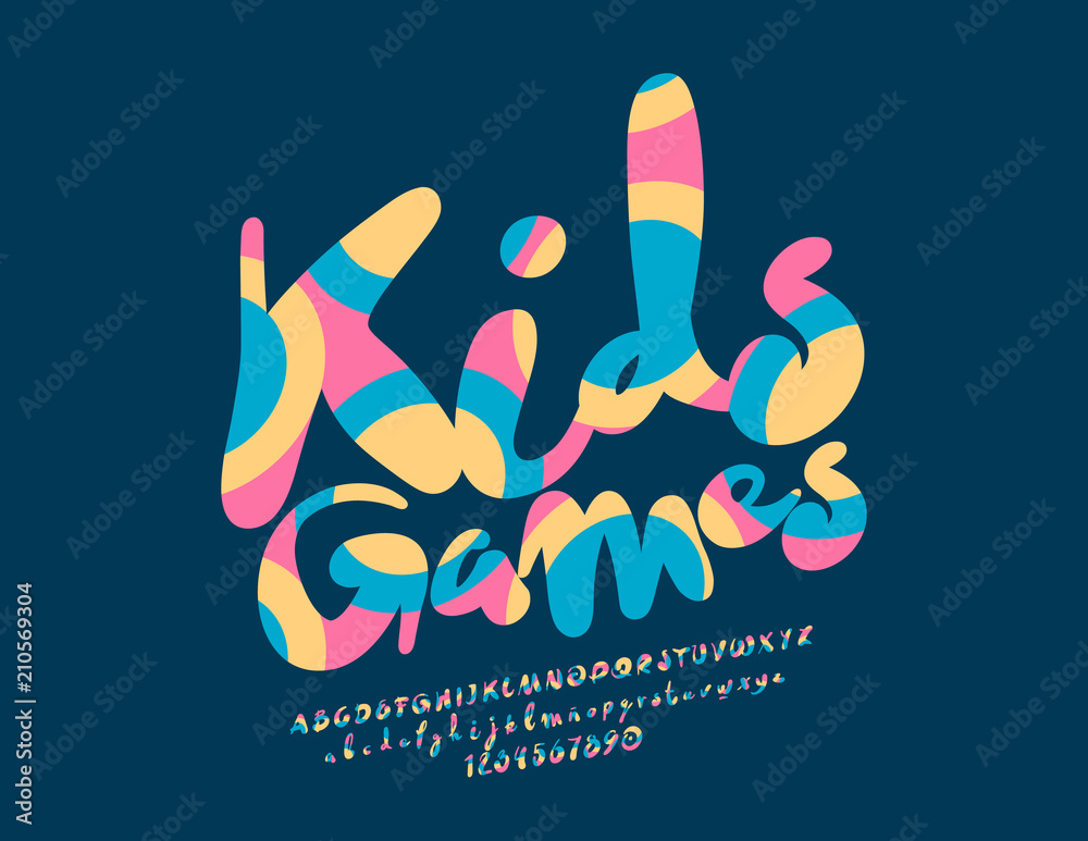 Vector Logo Kids Games. Font with Graphic Style. Colorful bright ...