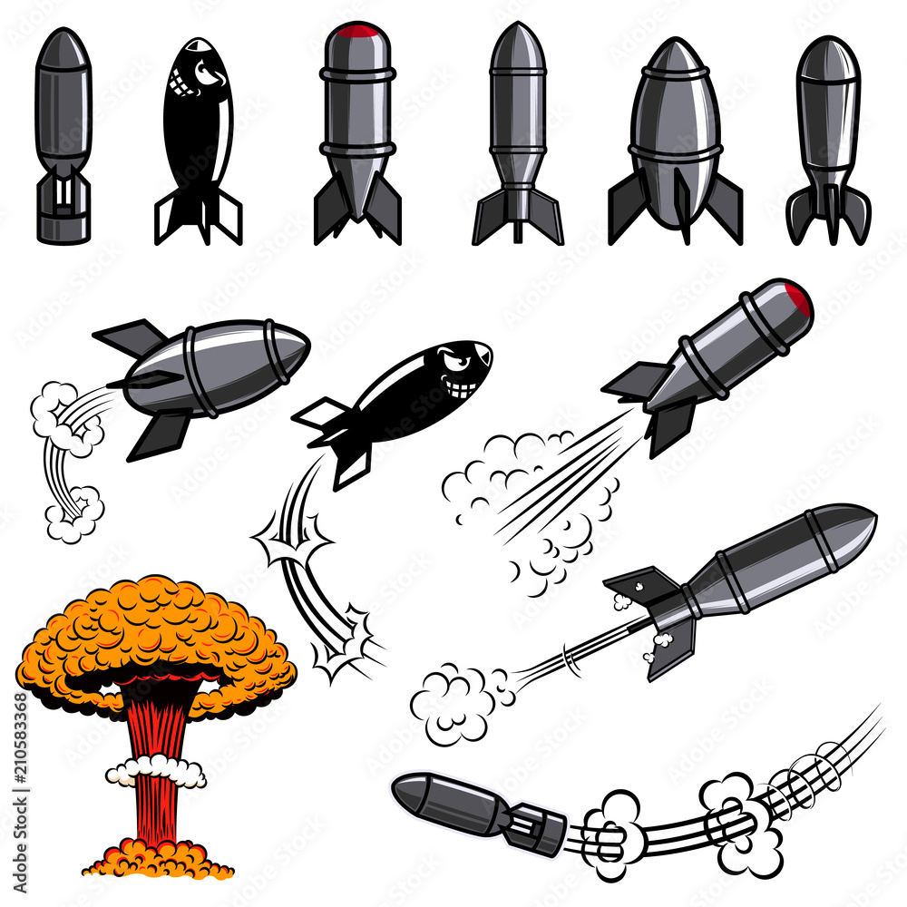 Set of comic style bomb. For poster, card, flyer, banner. Stock Vector ...