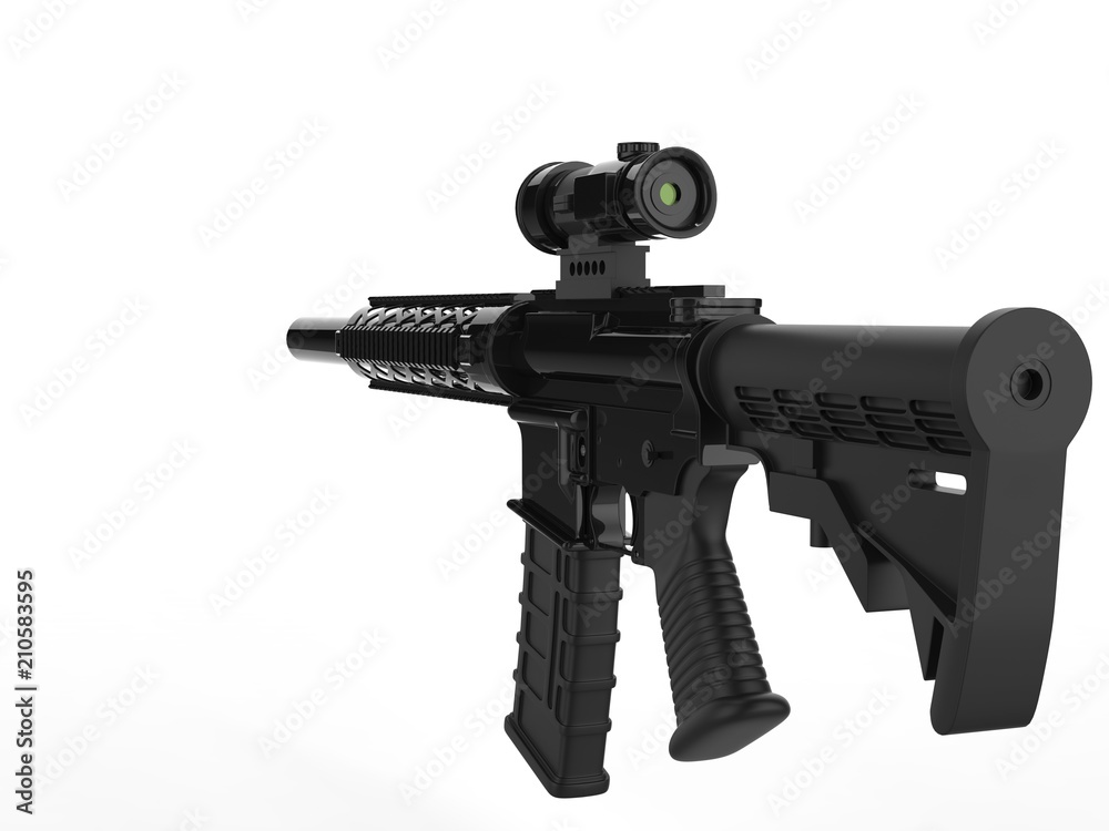 Modern army assault rifle - back view Stock Illustration | Adobe Stock