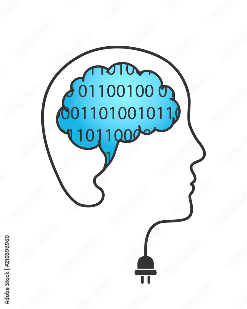Ai - Artificial intelligence concept with head silhouette made of wire ...