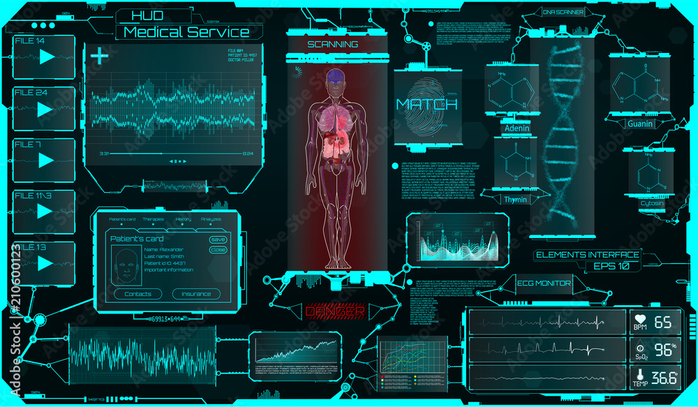 Hud Ui Elements Medical Science, a Virtual Graphic Touch Interface With ...