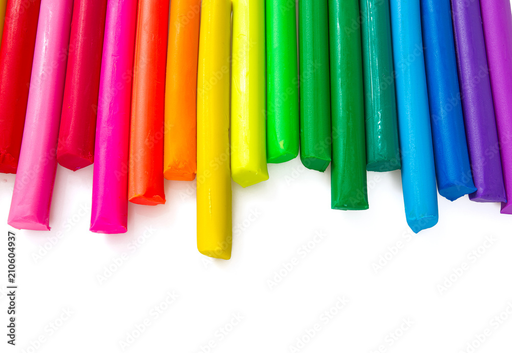 colorful playdough on white background Stock Photo | Adobe Stock