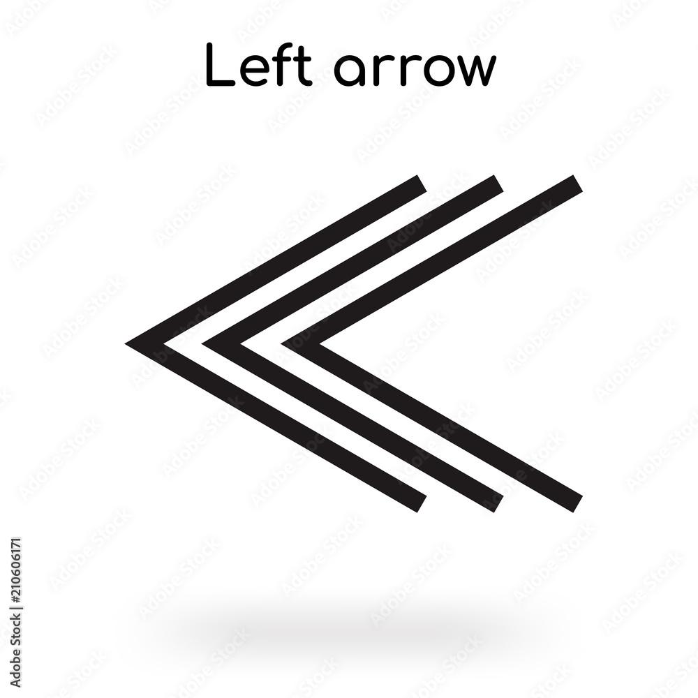 Left arrow icon vector sign and symbol isolated on white background ...