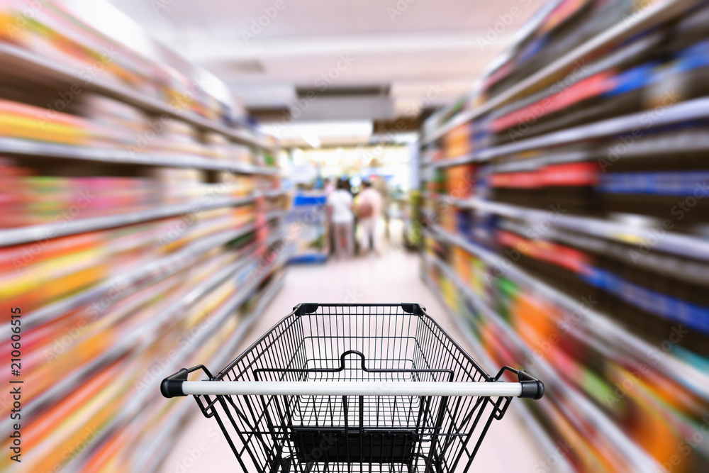 Abstract Defocused Blurred of Consumer Goods and Shopping Cart in ...