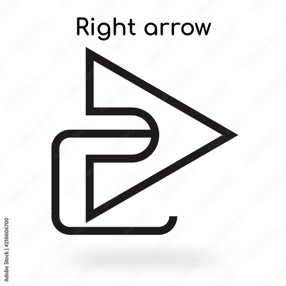 Right arrow icon vector sign and symbol isolated on white background ...