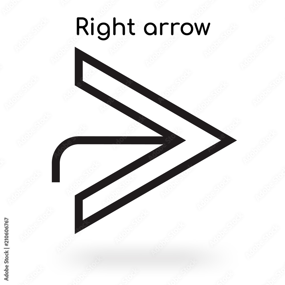 Right arrow icon vector sign and symbol isolated on white background ...